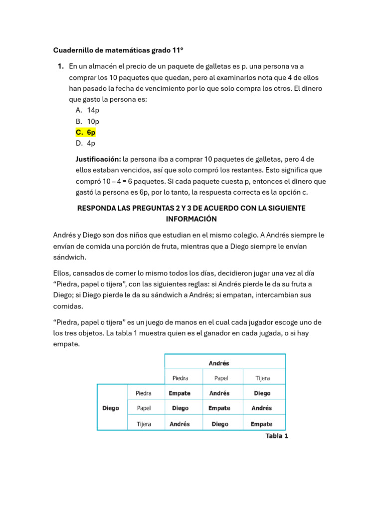 Pruebas ICFES 11 | PDF | Probabilidad | Información
