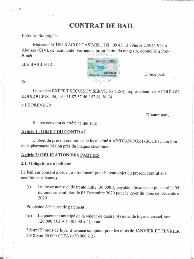 Contrat de Bail | PDF