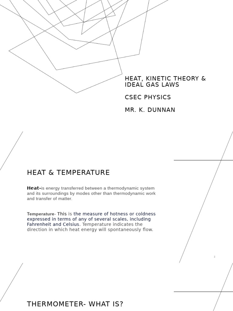 Heat and Kinetic Theory Overview | PDF | Gases | Temperature
