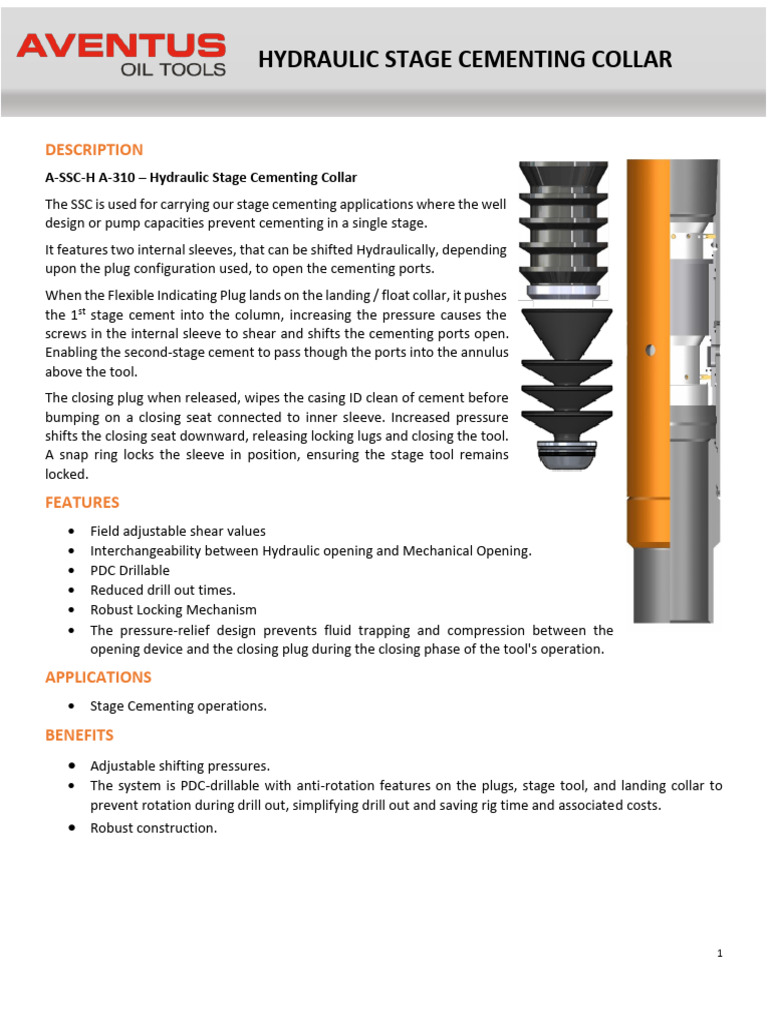 Hydraulic Stage Cementing Collar | PDF | Screw | Mechanical Engineering