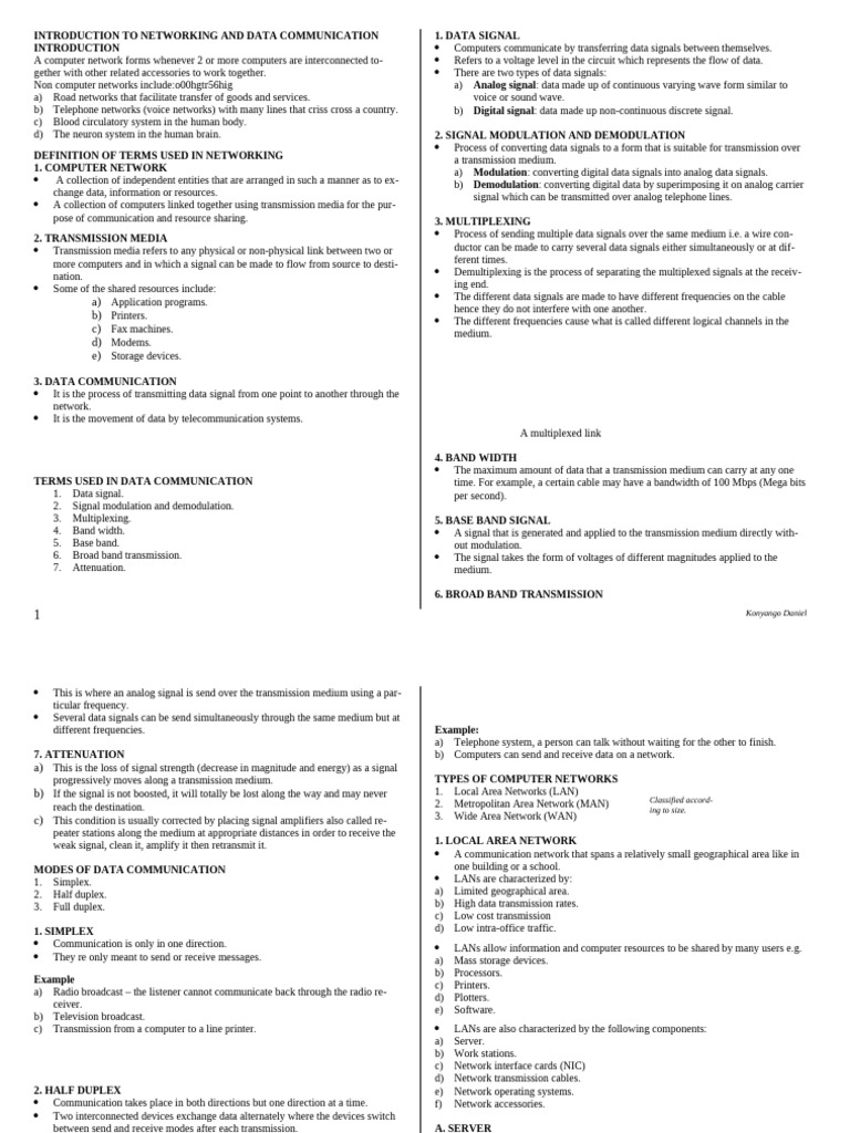 Computer Studies Form 4 Revision Notes | PDF | Computer Network ...