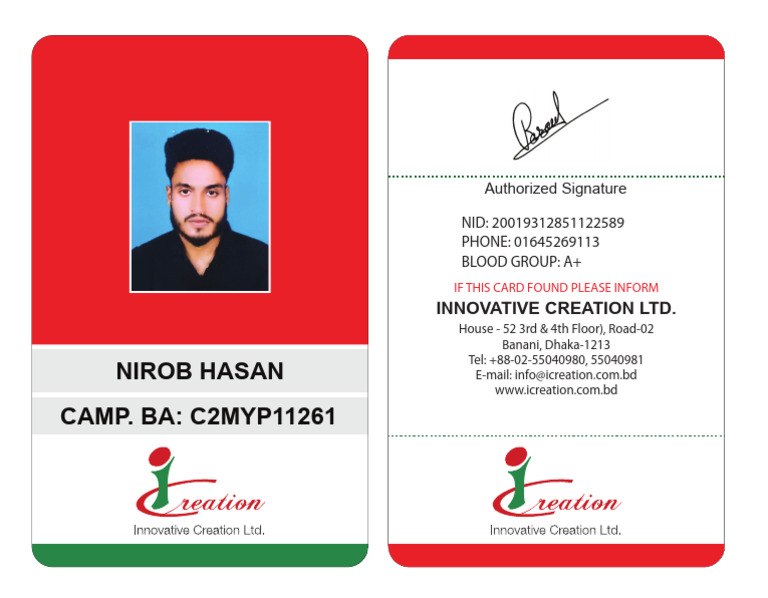 Nirob Id Card | PDF