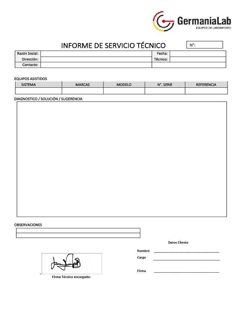 Plantilla para Informe Tecnico Servicio | PDF