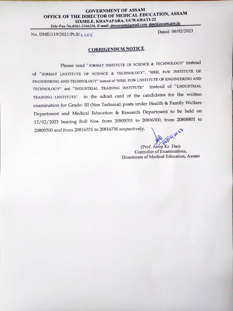 Corrigendum Notice-Gr3 NT | PDF