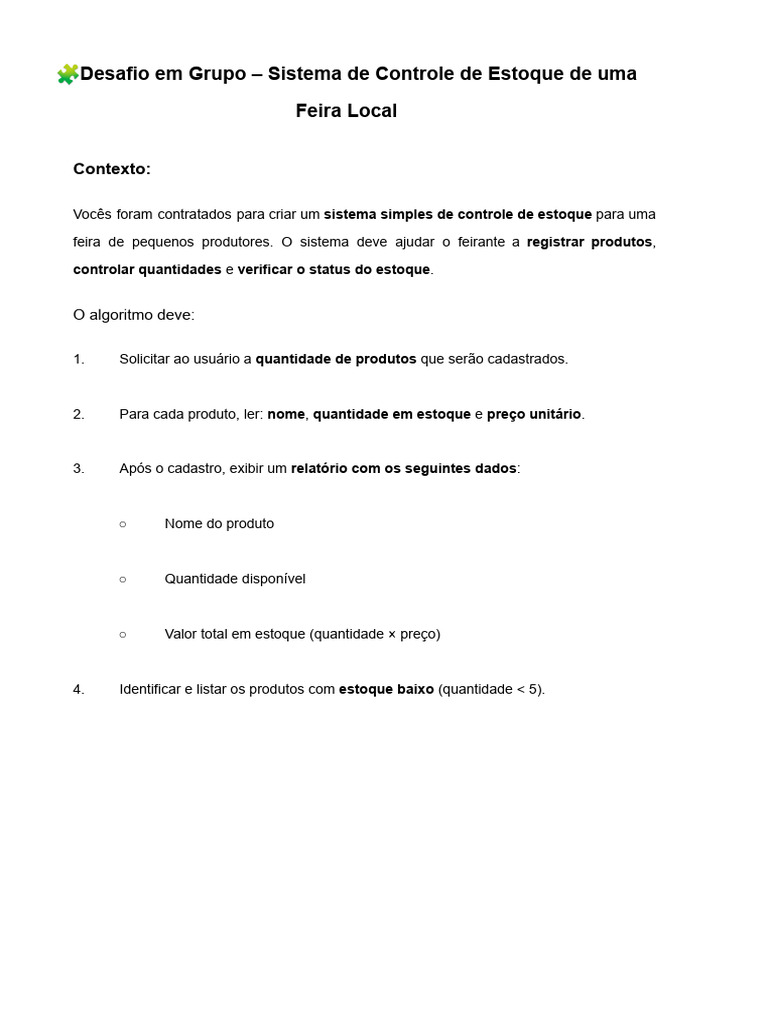 Atividade 3 Desenvolvimento De Algoritmos Em Dupla Pdf