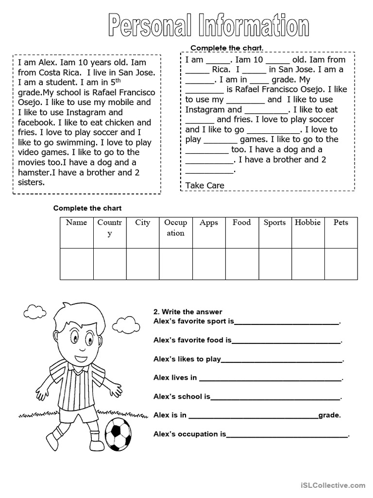 Alex's Personal Information Chart | PDF