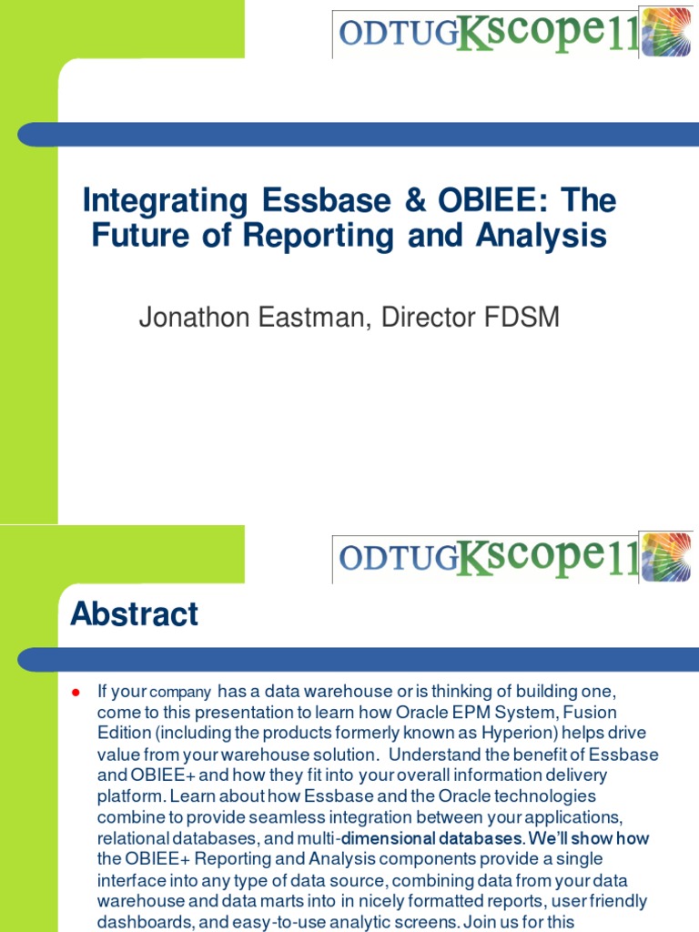 Integrating Obiee And Essbase Pdf Oracle Database Information Technology