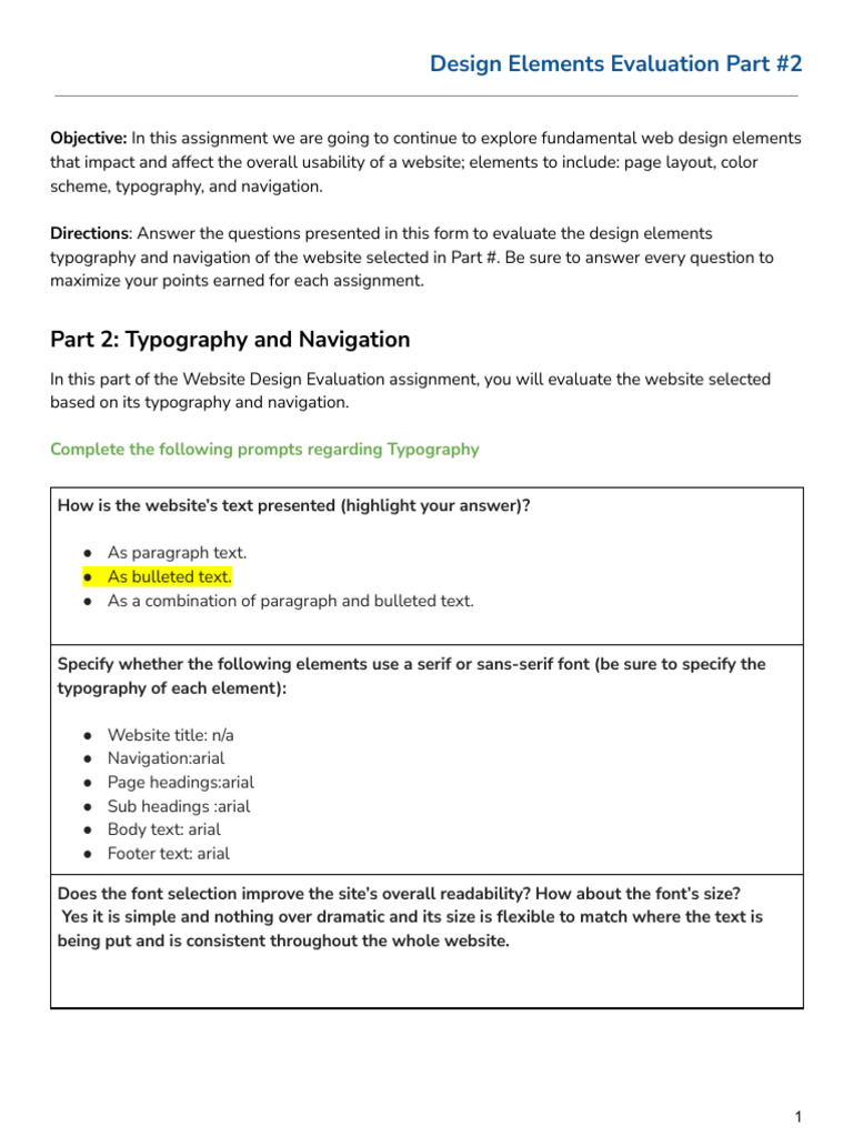 Nasarah's Design Elements Evaluation Form Part #2 | PDF | Typography ...