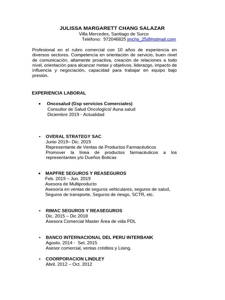 Chang Salazar Julissa CV | PDF
