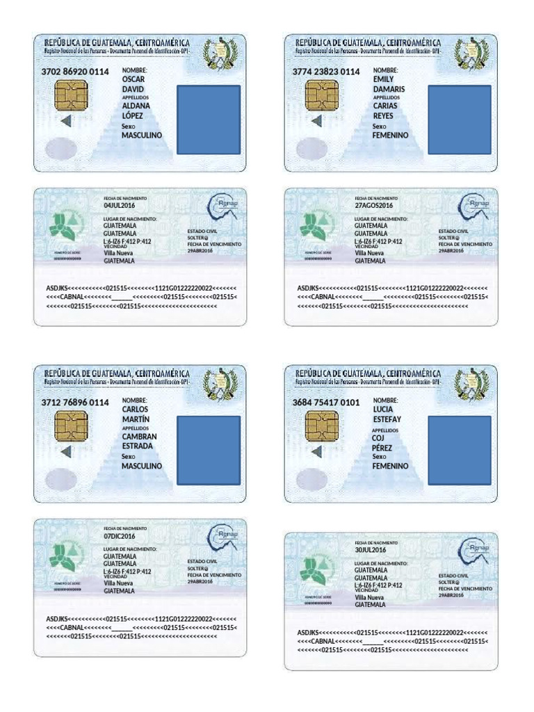 Plantillas de DPI para editar en Guatemala | PDF