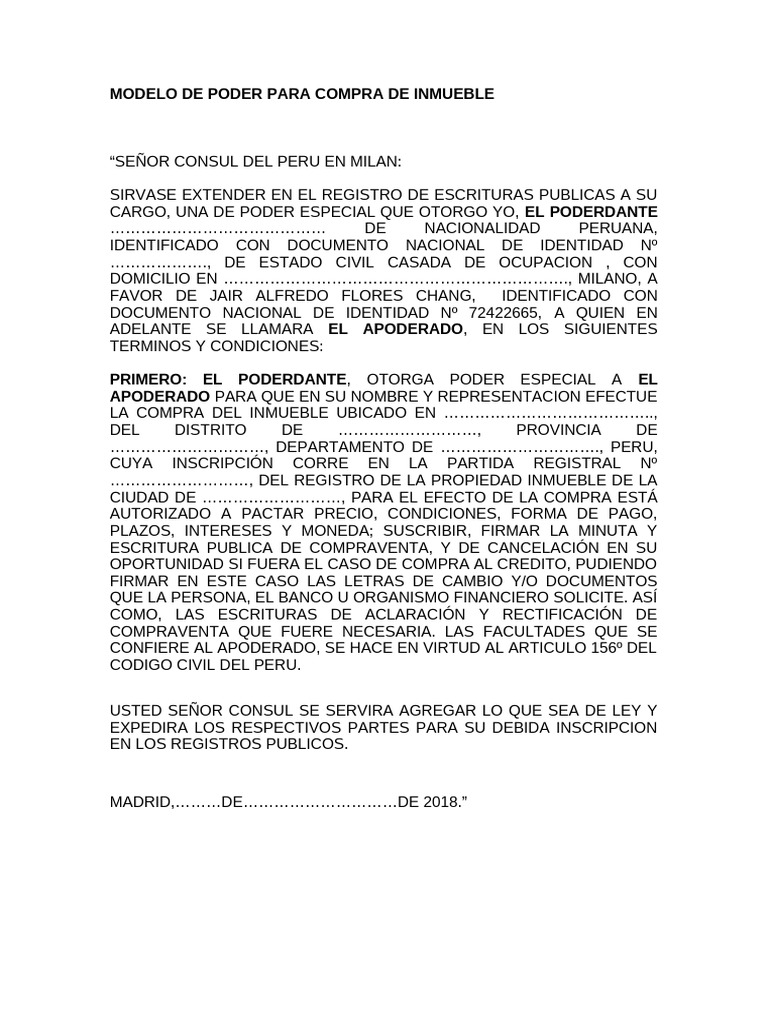 Mod Poder Compra de Inmueble | PDF