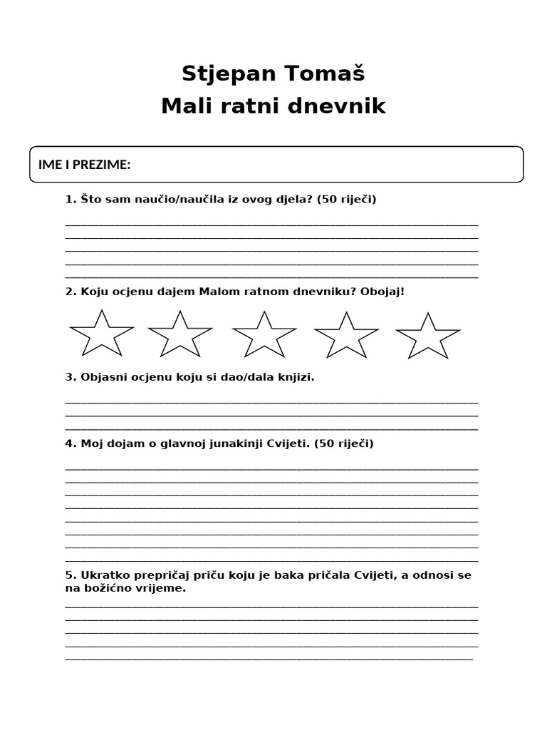 Stjepan Tomaš - Mali Ratni Dnevnik | PDF