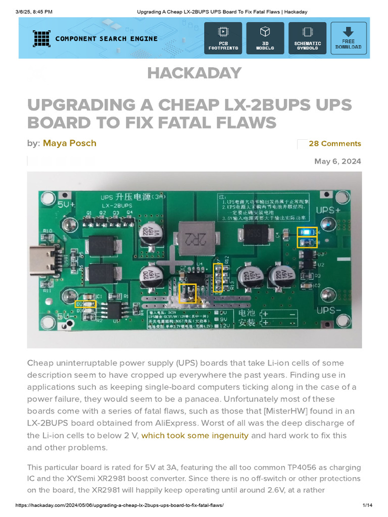 Fixing Fatal Flaws in LX-2BUPS UPS | PDF | Lithium Ion Battery | Power ...