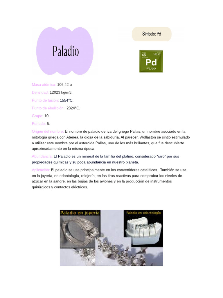 Origen y descubrimiento del paladio | PDF