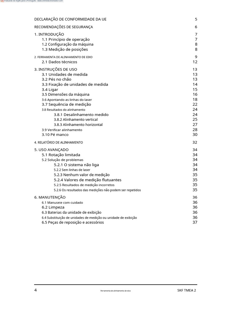 Manual Portugues Tmea - 2 Alinhador Skf-2-35.en - PT | PDF | Medição | Eixo