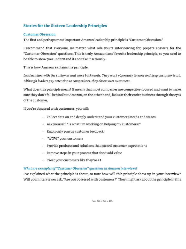 Stories For 16 Leadership Principles | PDF