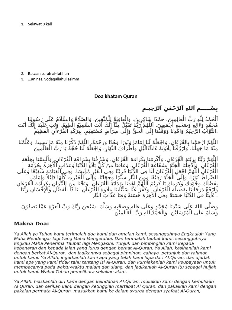 Doa Khatam Quran | PDF