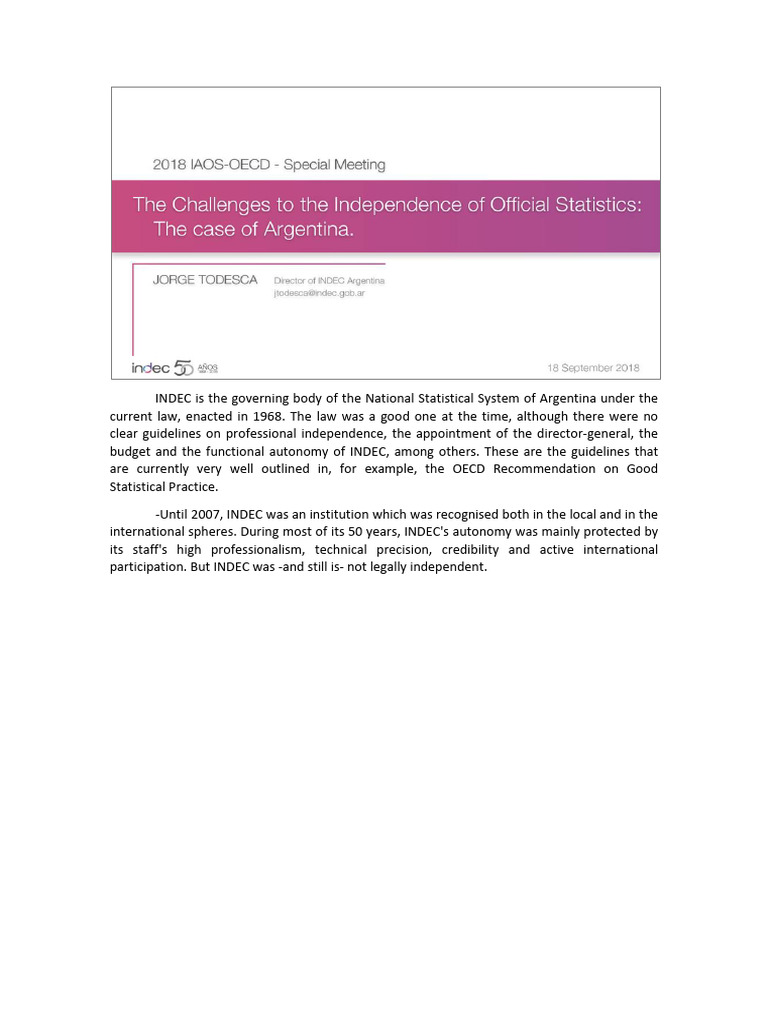 IAOS 2018 - Talking Points | PDF | Official Statistics | International ...