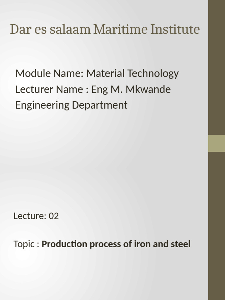 Lecture 01 Iron Making Process | PDF | Steel | Steelmaking