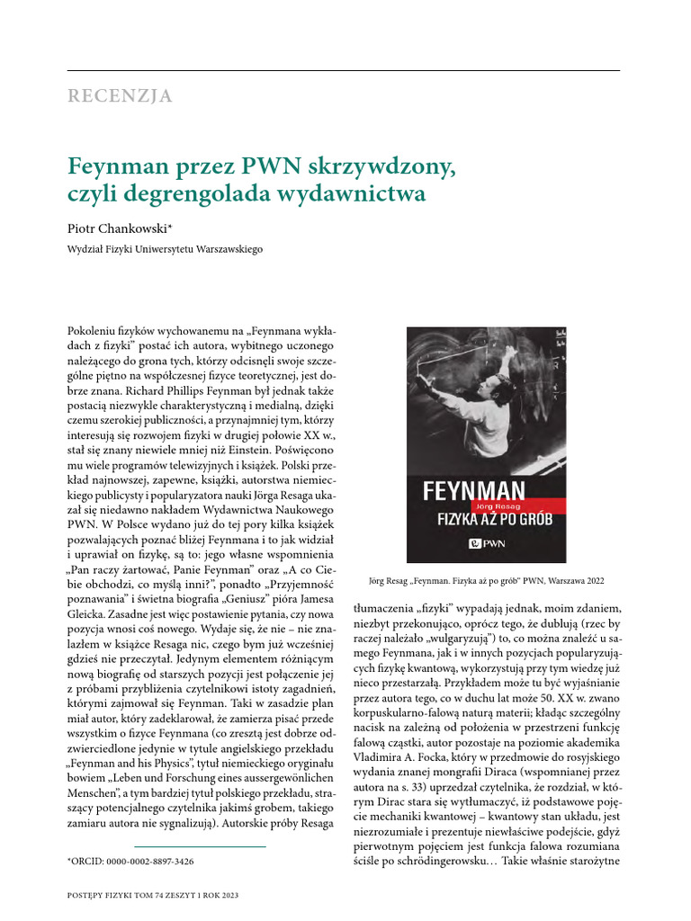 Chankowski Feynman PF 1 2023 | PDF