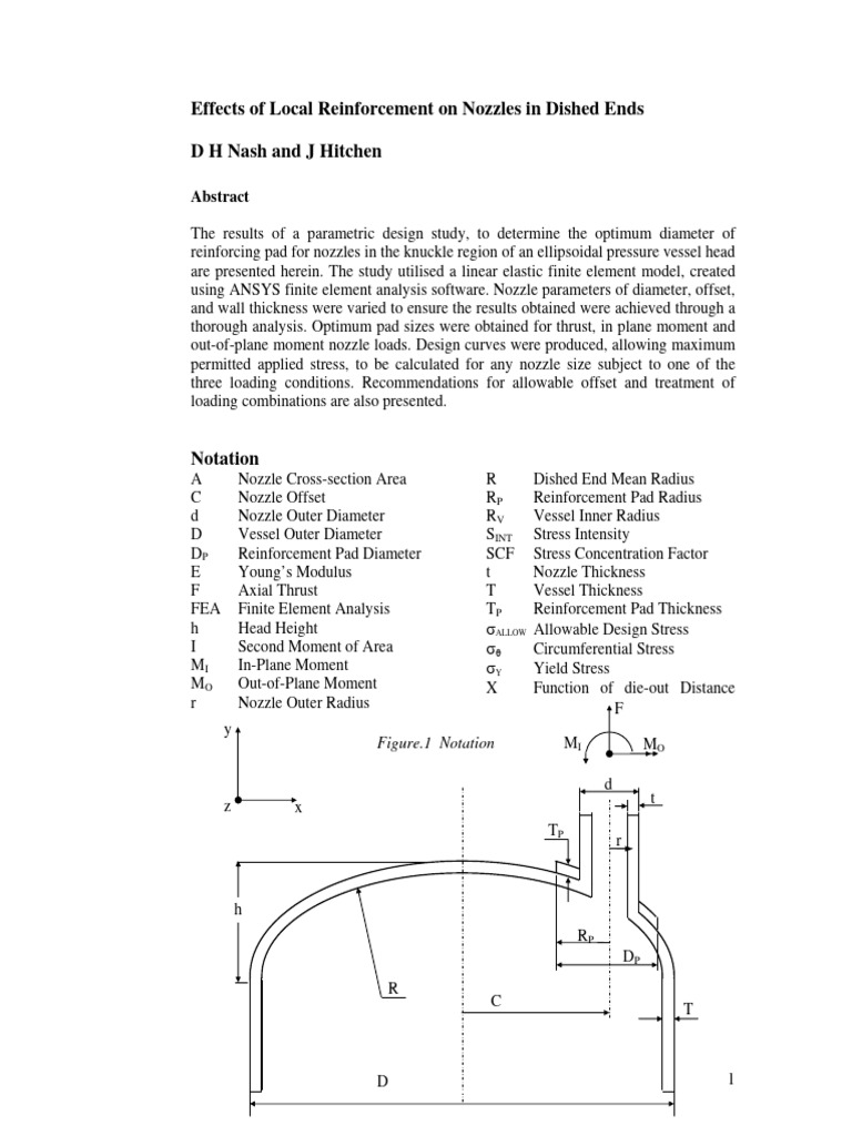 Effects of Local Reinforcement on Nozzles in Dished Ends | PDF | Stress (Mechanics) | Finite ...