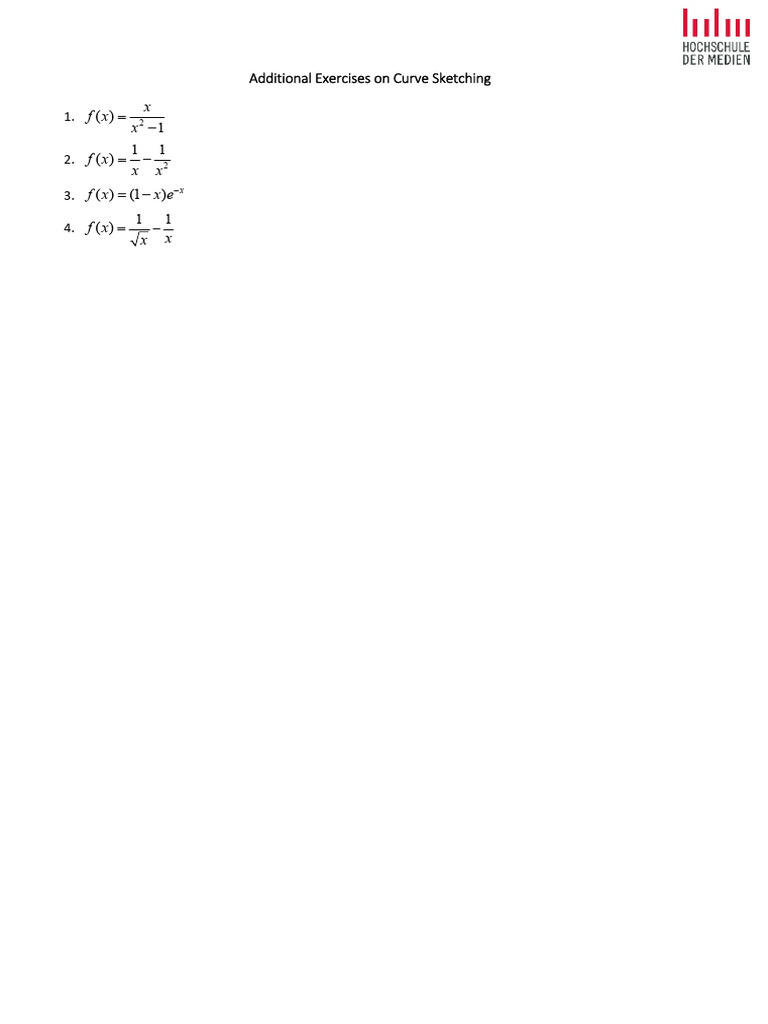 Curve Sketching Exercises and Solutions | PDF
