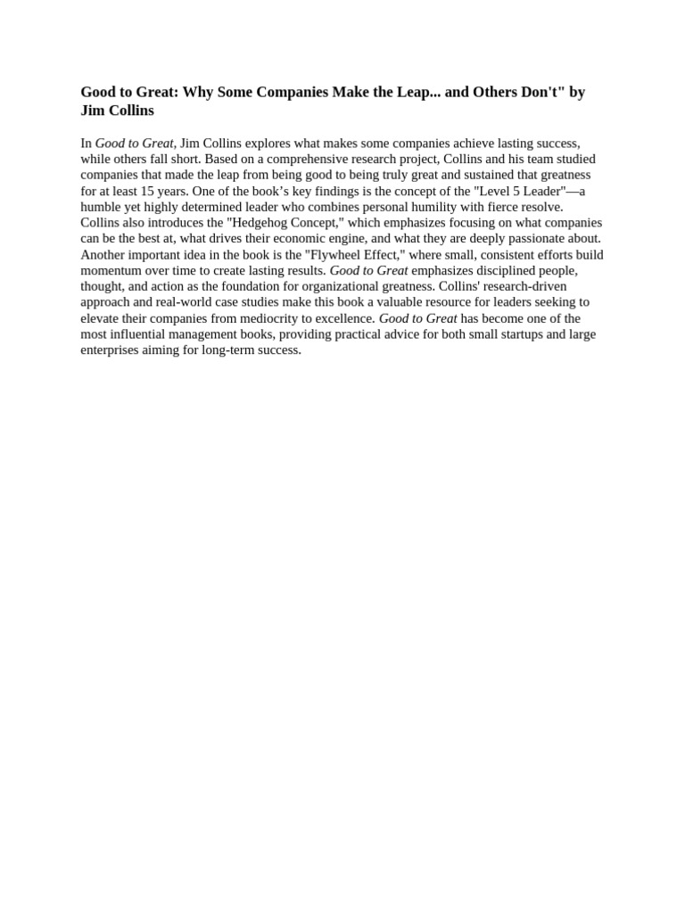 Good To Great | PDF