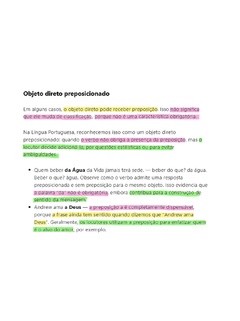 Obj Direto Preposic | PDF