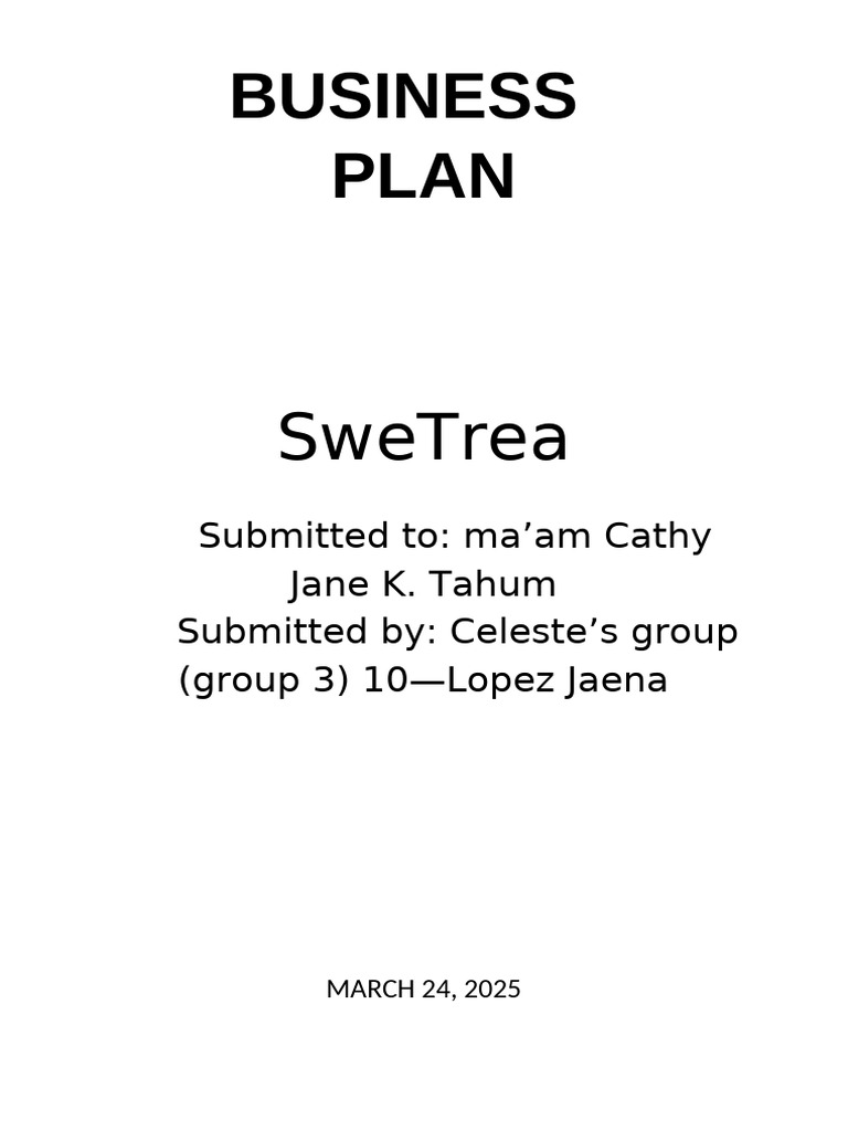 Entrep Business Plan Swetrea 1212 | PDF | Marketing | Cuisine