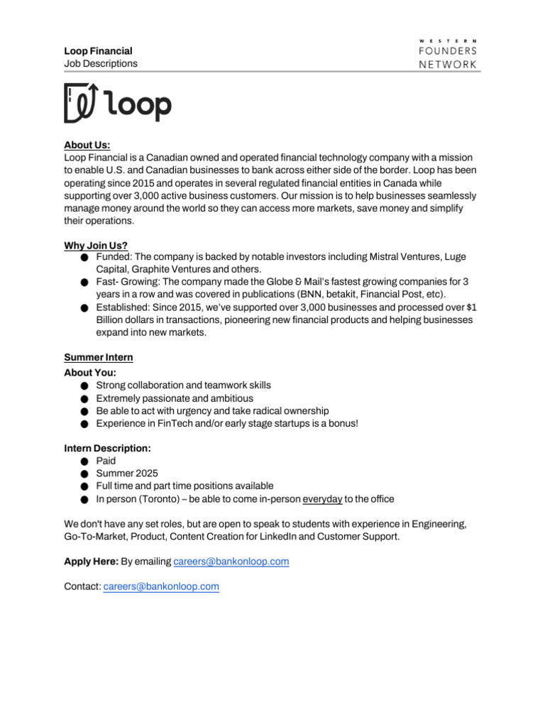 Loop Financial_ Job Descriptions | PDF