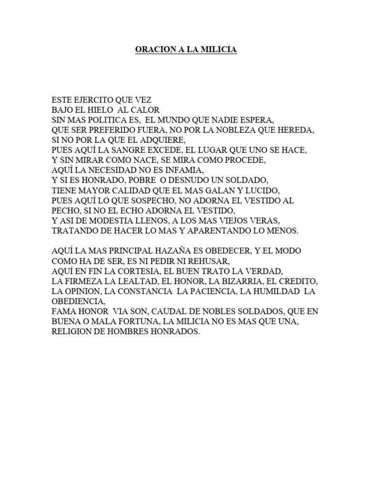 Oracion A La Milicia | PDF