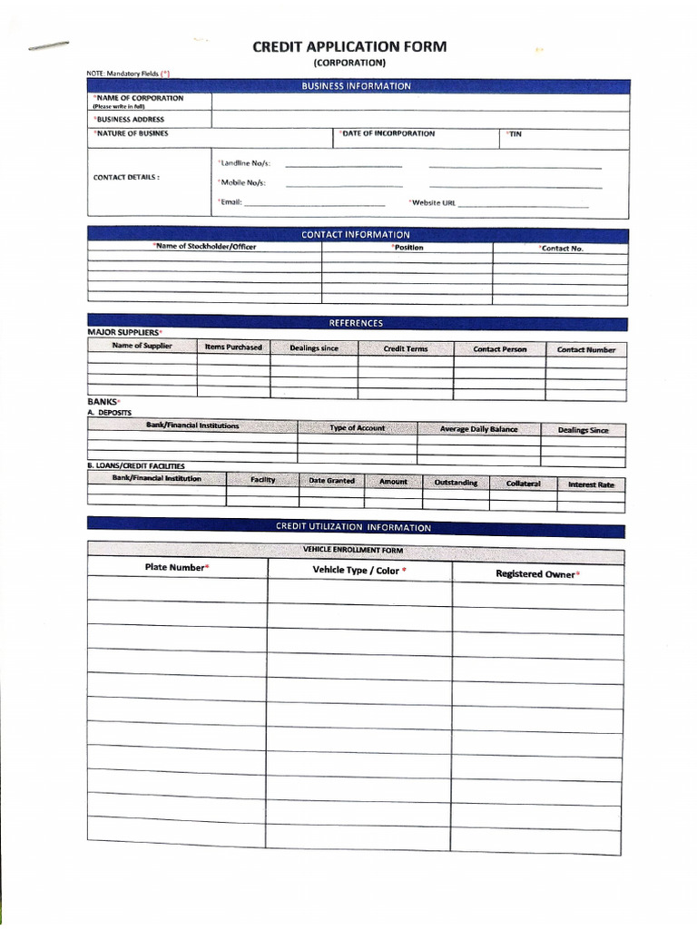 Fuel Credit Application Form | PDF