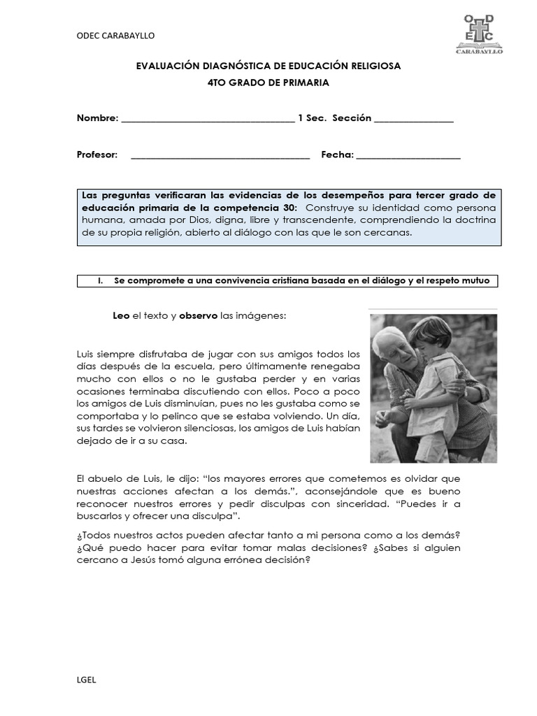 Evaluación Diagnóstica-4to Grado | PDF | Pablo el apóstol | Los bosques