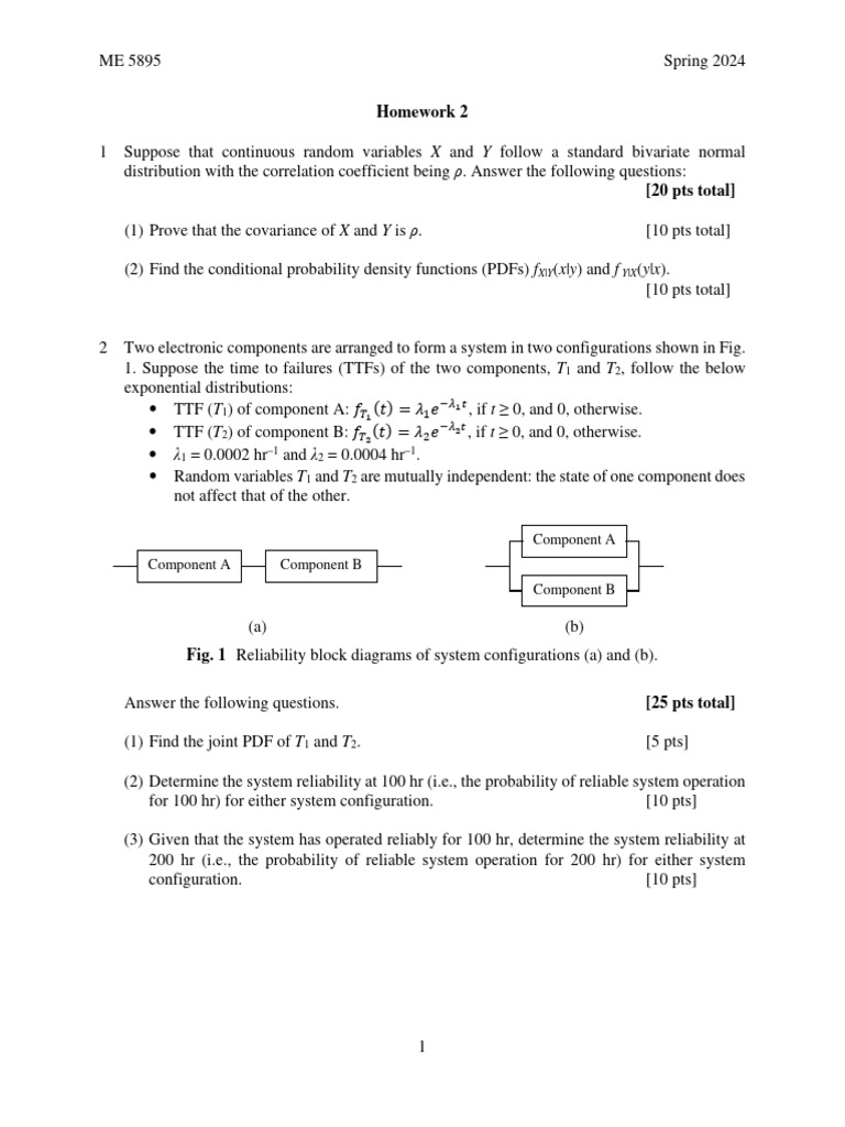 Homework 2 - ME 5895 - Spring 2024 | PDF | Statistical Models | Statistical Theory