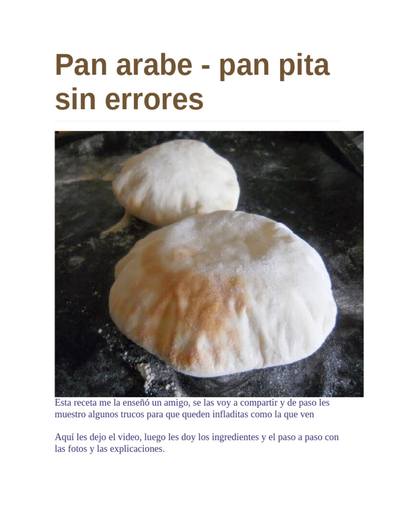 Receta fácil de pan pita inflado | PDF
