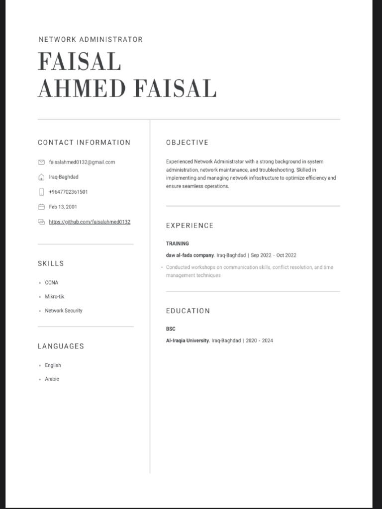 Faisal Ahmed. CV | PDF