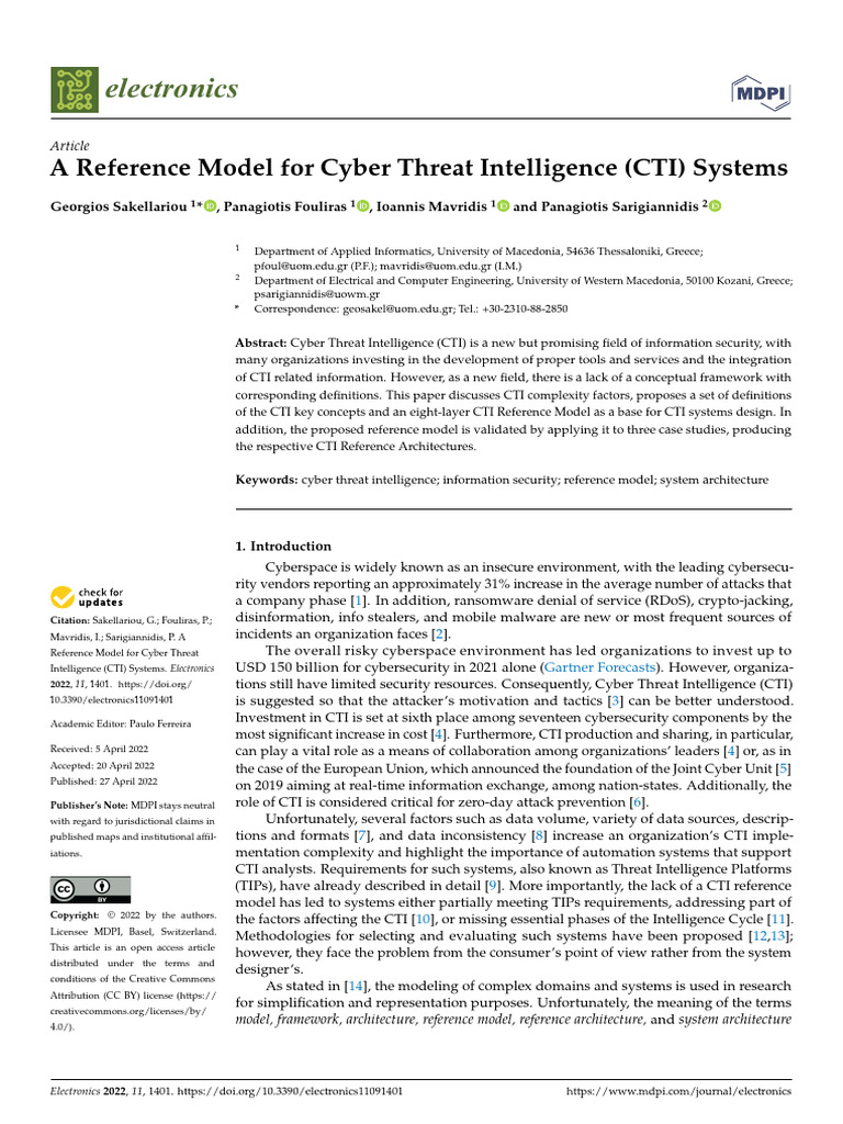 A Reference Model For Cyber Threat Intel | PDF | Conceptual Model | System