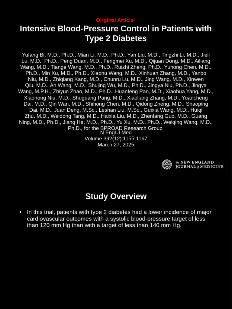 Intensive BP Control in Type 2 Diabetes | PDF | Blood Pressure