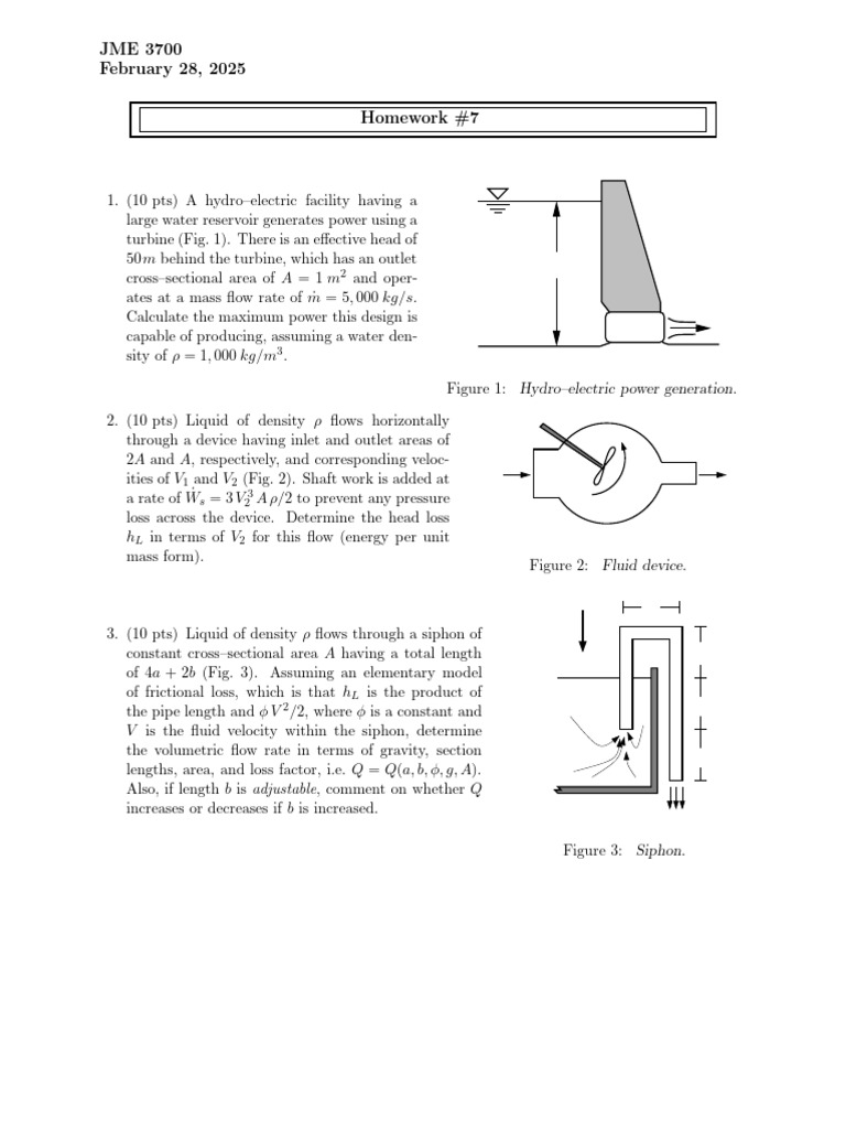 jme3700_s25_hw7_ques | PDF | Flow Measurement | Turbine