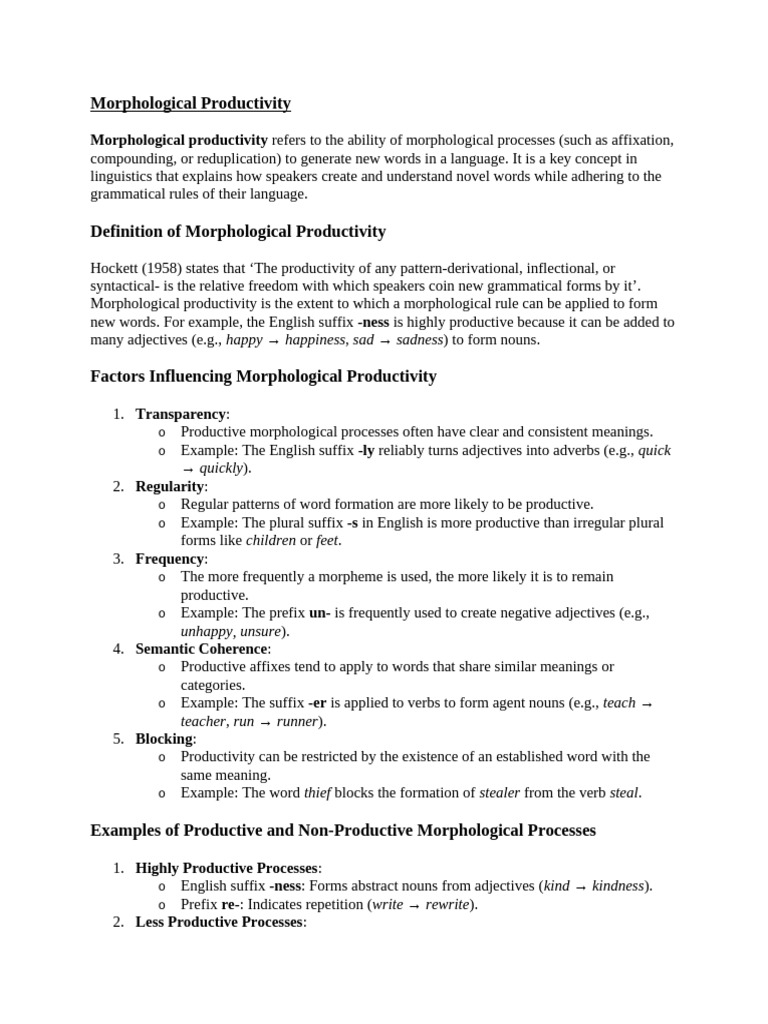 Morphological Productivity | PDF | Morphology (Linguistics) | Word