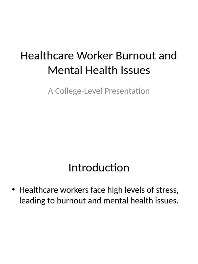 Healthcare Worker Burnout & Mental Health | PDF