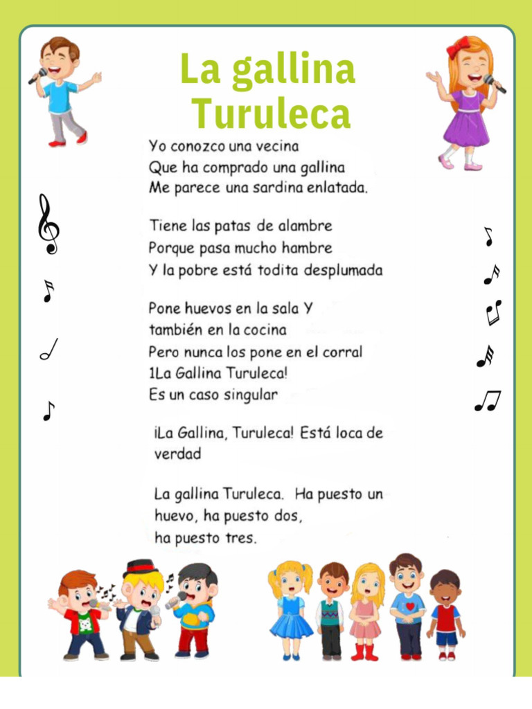 CANCIÓN LA GALLINA TURULECA | PDF