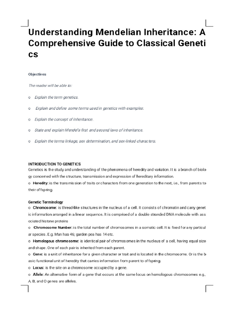 Understanding Mendelian Inheritance Genetics - 111440 - Phoenix ...