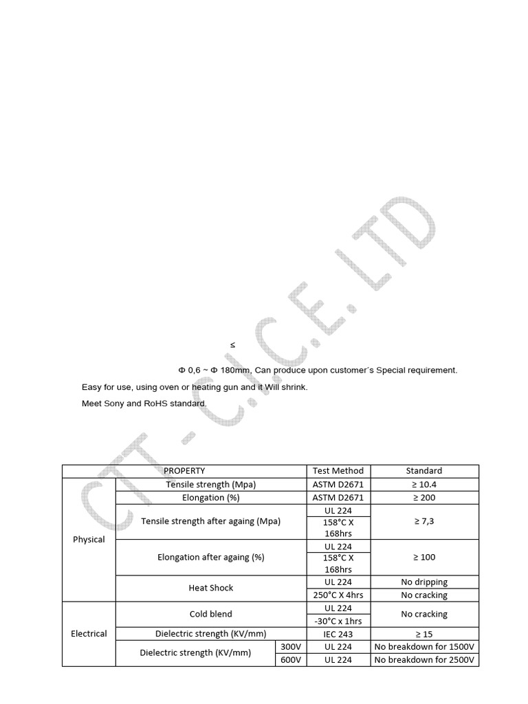 DATA SHEET HEAT SHRINKABLE CTT | PDF | Building Materials | Chemical ...