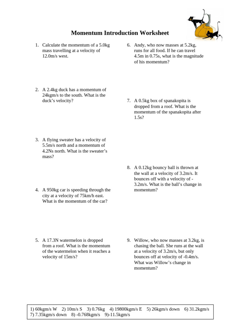 Momentum Calculation Exercises | PDF
