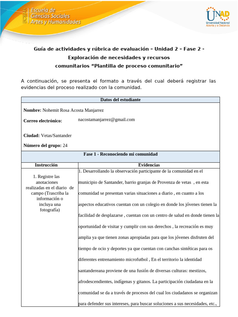 Anexo 1 - Plantilla del proceso comunitario-2-Gr-24 | PDF