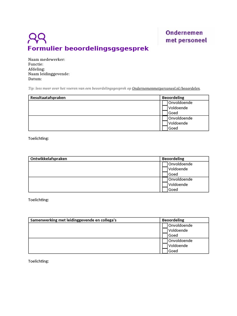 Sjabloon Beoordelingsformulier - 1 | PDF