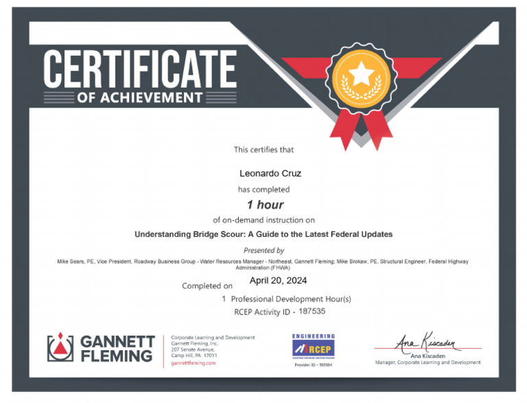 certificate Understanding Bridge Scour | PDF