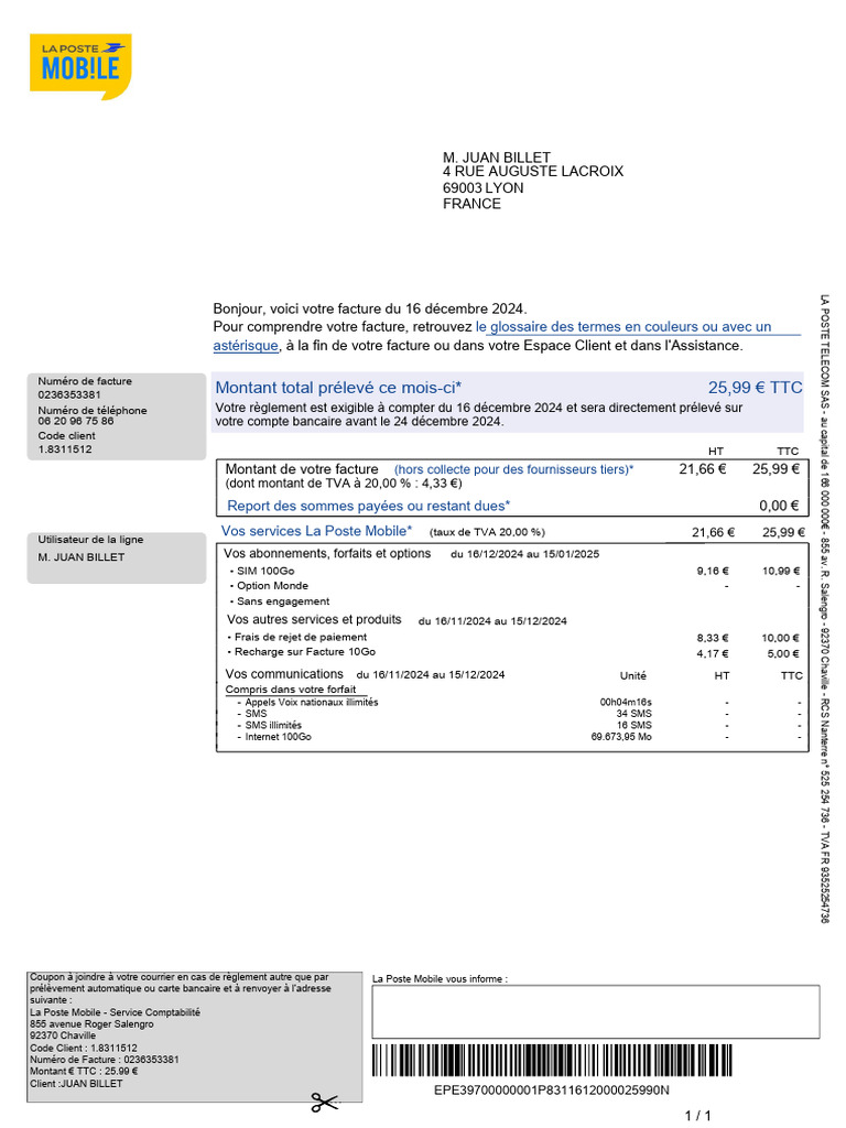 facture laposte | PDF | Facture | Taxe sur la valeur ajoutée