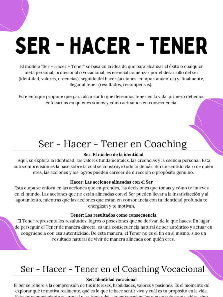 Ser -Hacer - Tener | PDF | Pensamiento | Sicología